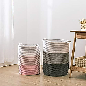 Nerseki Cotton Rope Hamper Basket 16"x18" (3-toned Gray)