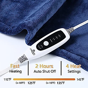 CAROMIO Heating Pad for Neck and Shoulders Back Pain Relief, Electric Weighted Heating Pads with Auto Shut Off Large, Full Body Back Heat Pad Fast Heating, 4 Temperature Settings (Navy Blue, 33"x22")
