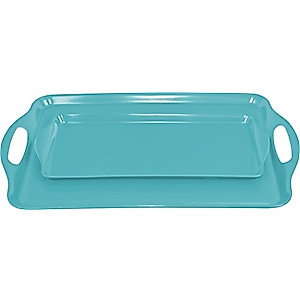 Calypso Basics Rectangular and Tidbit Serving Tray Set, Turquoise