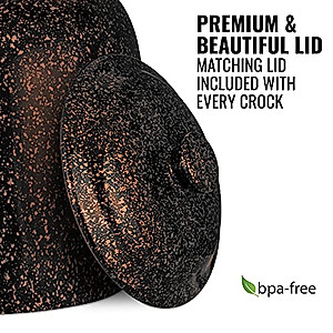 Geo Sports Bottles Porcelain Ceramic Crock Water Dispenser, Stainless Steel Faucet, Valve and Lid Included. Fits 3 to 5 Gallon Jugs. BPA (Black with Orange Speckles)