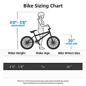 JOYSTAR Gemsbok 20 Inch Kids Bike Freestyle BMX Style for 7-12 Girls and Boys Bikes 20 in Wheels Children BMX Kids' Bicycles Dual Hand Brakes Steel Frame Black