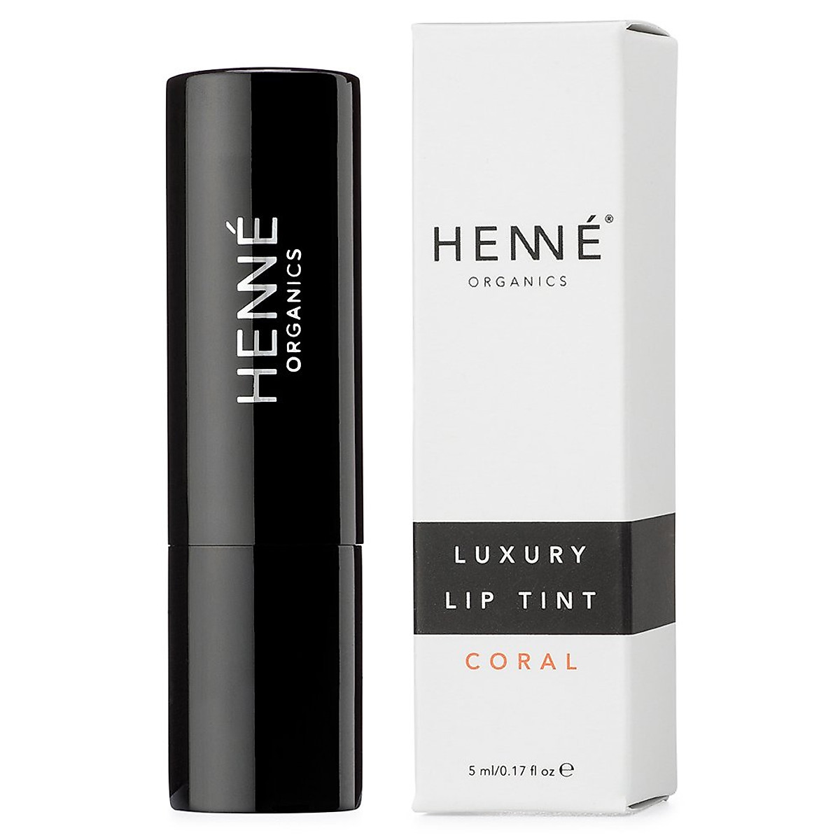 Henné Organics Luxury Lip Tint - Moisturizing, Sheer Natural Color - Coral (Orange)