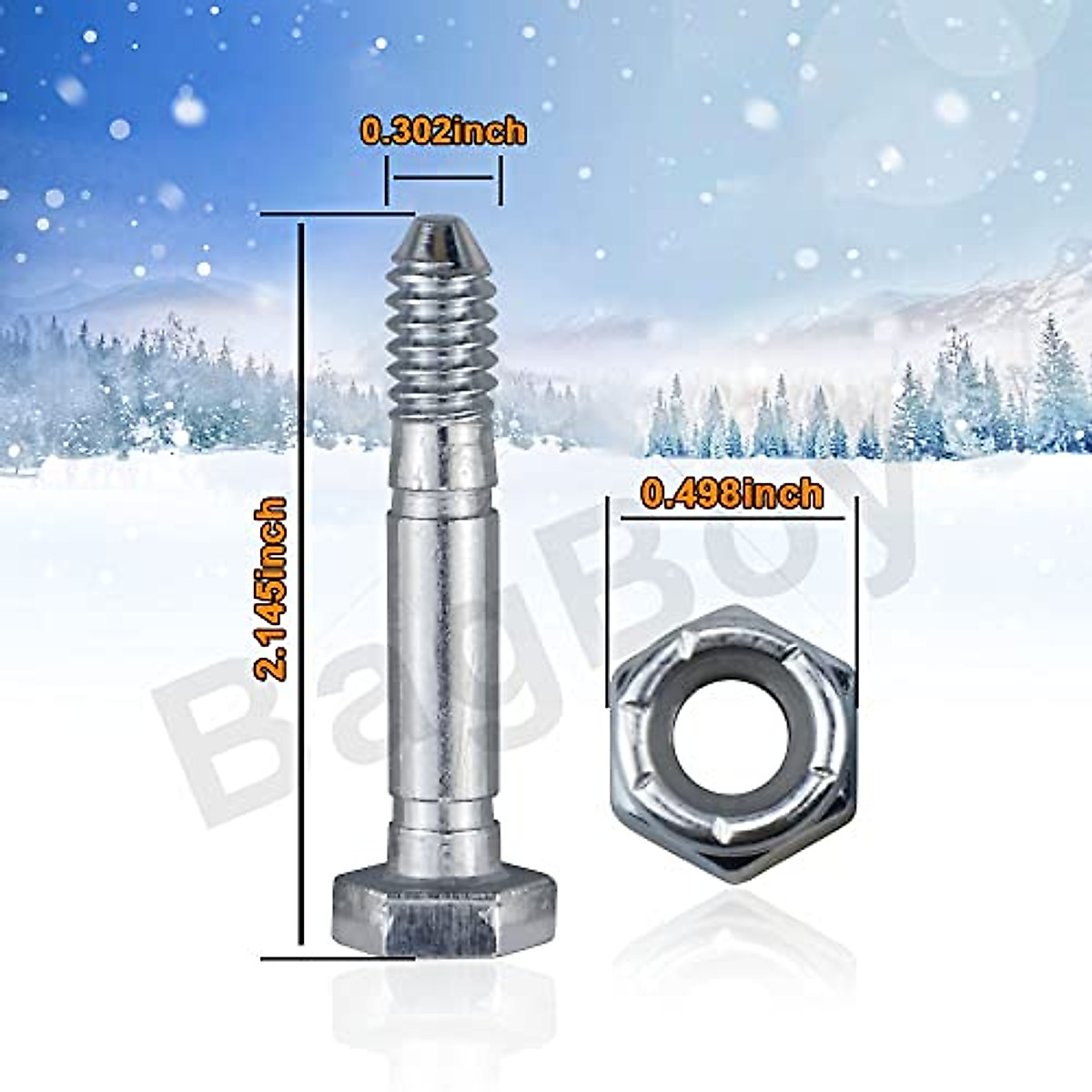 Braveboy 6 Pack Snowblower Shear Bolts 51001500-2-1/8" x 5/16" 51001500 Shear Pins & Nuts Compatible with Ariens 01019500 510015 AM122156 AM1369890 Snow Blower, Fits ST420 ST520 ST732 ST1032 & More