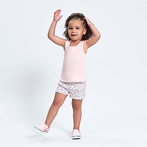 Gerber Baby Girls' Toddler 3-Pack Racer Back Tank Tops, Pink Floral, 18 Months