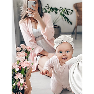 Solalux Turbans for Baby Girl Cotton Baby Turban Bow Beanie Infant Hats 0-3 Years