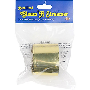 Beistle (Gold) Gleam 'N Streamer Metallized Streamer, 2-Inch by 200-Feet