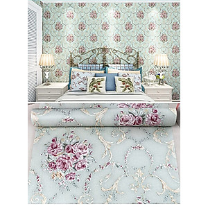 HOYOYO Self-Adhesive Shelf Liners Paper, Removable Self Adhesive Shelf Liner Dresser Drawer Wall Stickers Home Decoration,Grey Peony Floral 17.8 x 118 Inches