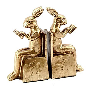Bellaa 22883 Rabbit Bookends Studious Reading Bunny 7 Inch