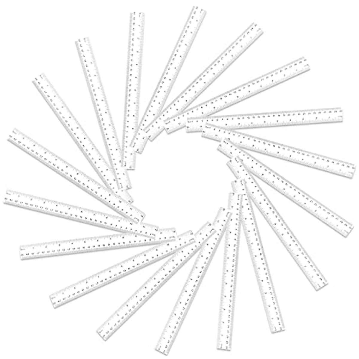 Koogel 40 PCS Clear Rulers,Plastic Rulers 12 Inch Bulk for Classroom Straight Rulers with Centimeters and Inches for Kids,School,Office,Home