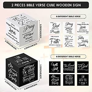 2 Pcs Bible Verse Mini Wood Signs Christian Decor Be Still and Know Religious Sign Wooden Scripture Desk Decor Rustic Bible Verse Blocks Home Scripture Word Plaque, 3.35 Inch (Vivid Style)