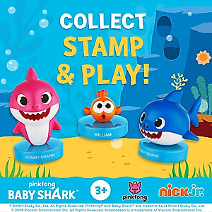Baby Shark Stampers, 12 Pack – Self-Inking Baby Shark Toys, Action Figures, Party Decor, Cake Toppers – Parent, Baby, Grandparent Sharks and William by PMI, 2.4 in., Soft PVC