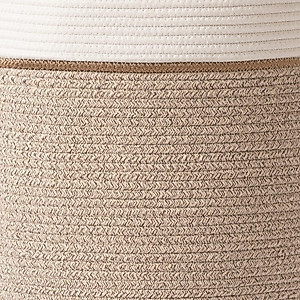 LA JOLIE MUSE Woven Basket Rope Storage Baskets - Tall Cotton Basket, Laundry Basket for Blanket, Kids Toy, Nursery Clothes Hamper Basket-XL