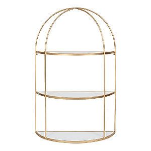 Kate and Laurel Freade Modern 3 Tier Shelf, 22 x 8 x 32, White and Gold, Decorative Glam Shelf for Storage and Display