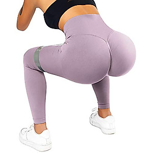SUUKSESS Scrunch Butt Lifting Seamless Leggings for Women Booty High Waisted Workout Yoga Pants (Light Purple, L)