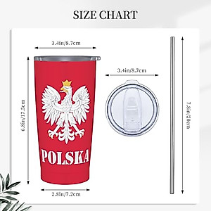 VKKOEWL Poland Polish Flag Stainless Steel Insulated Tumbler 20 Oz Travel Water Bottle Coffee Mug Drink Cup With Lid Straw