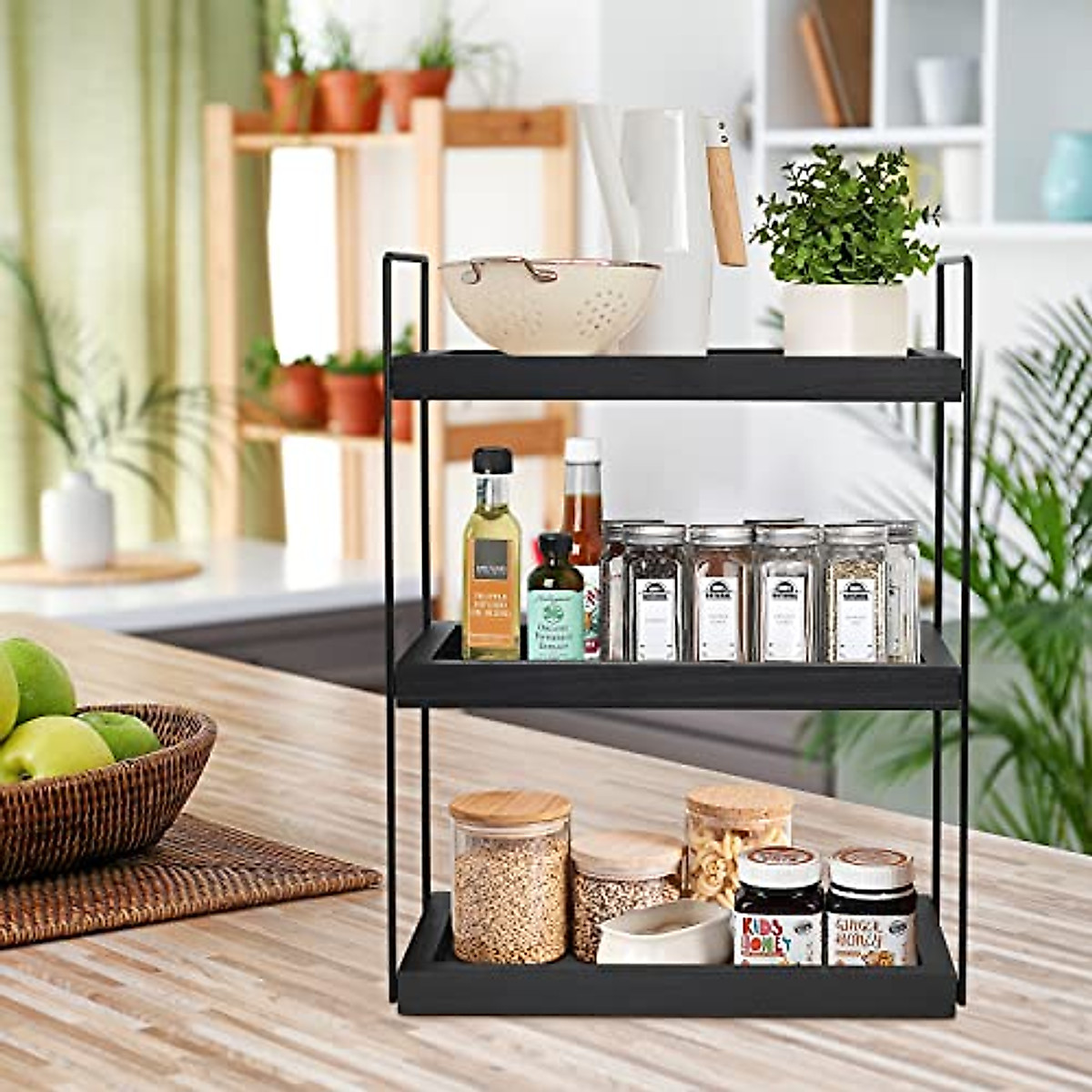 3 Tier Bathroom Countertop Organizer，Counter Standing Rack Cosmetic Organizer Holder,Bathroom Counter Organizer and Storage Shelf,Bathroom Counter Trays Storage,Kitchen Spice Counter