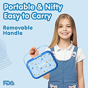 ermete® Leak-Proof 4-compartment Bento Lunch Box for Kids with Removable Divider,Hand-held Lunch Container for Age 4-10 Daycare/School lunches,Microwave & Dishwasher Safe,BPA-Free