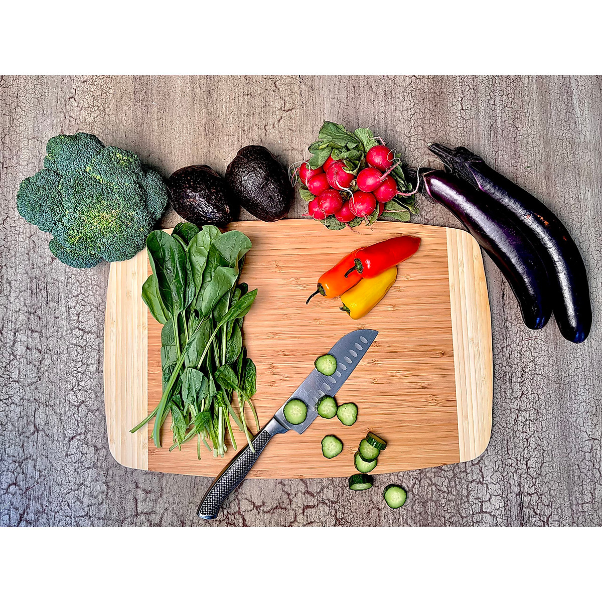 Simply Bamboo CBN118 18 X 12 Napa Multicolor Bamboo Wood Cutting Board for Kitchen | Chopping Board | Carving/Slicing Vegetables, Meat, Fruits | 100% Organic & Safe Wood - 8" x 12" x 0.75"