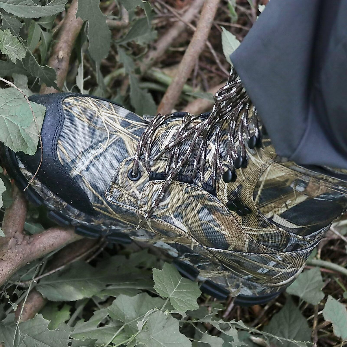 R RUNFUN Men's Waterproof Hunting Boots Camo Hiking Boot Insulated Military Tactical Work Boot, 10" Breathable Non-slip Outdoor Boot, 600g Insulation(RF013-10W, Size11)