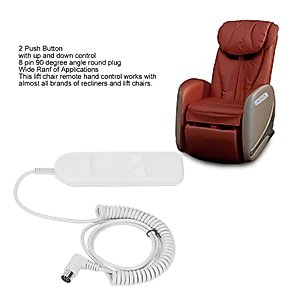 Aoutecen Power Recliner Controller, Up Down Control Lightweight Widely Compatible Plastic 2 Button 8 Pin Remote Handset Controller for Home