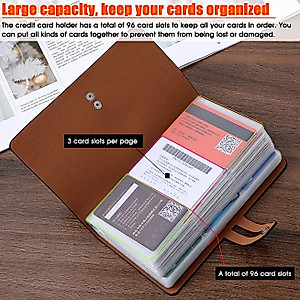 Romozi RFID Credit Card Holder, Leather Business Card Organizer with 96 Card Slots, Credit Card Protector for Managing Your Different Cards and Important Documents to Prevent Loss or Damage (Black)
