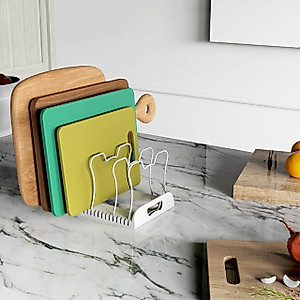 Simple Houseware 7 Compartments Adjustable Pan Organizer, White