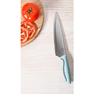 Spice by Tia Mowry Savory Saffron 14 Piece Cutlery Knife Block Set - Aqua Blue