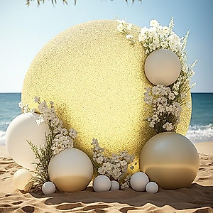 Gold Round Backdrop Cover 7.2ft Sequin Circle Backdrops Curtain Photo Backdrop Arch Covers for Wedding Party Baby Shower Bridal Shower Photography Birthday Prom Background Decorations