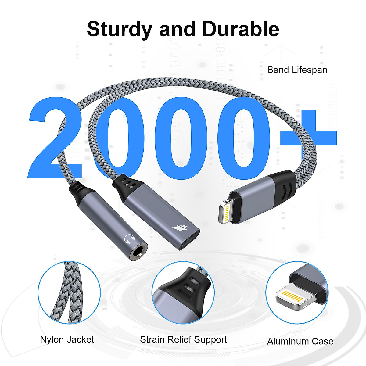 Opluz 2-in-1 Lightning to 3.5mm Headphone and Charger Adapter for iPhone, iPad, and Other Apple Devices