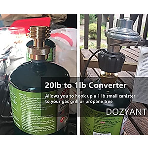 DOZYANT Steak Saver 20lb to 1lb Propane Tank Adapter for Disposable Throwaway Cylinder, Converter Universal 1 Pound / 16.4oz Disposable Small Tank for 20 or 30lb LP Gas Big Tank