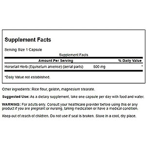 Swanson Horsetail - Herbal Supplement Supporting Healthy Hair, Skin & Nails - Natural Ingredients for Bone Health & Urinary Tract Support - (90 Capsules, 500mg Each) 3 Pack