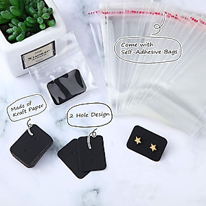 300 Pieces Earring Cards Earring Display Cards with 300 Pieces Clear Cellophane Bags 300 Pieces Earring Back and Plastic Earring Storage Containers for Jewelry Making