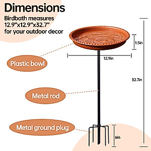 Feemiyo Upgraded Bird Bath for Hummingbirds,Detachable Stable Stylish Design with 5-Prong Base Metal Stake Bird Baths for Lawn Patio Yard Garden(Gift)