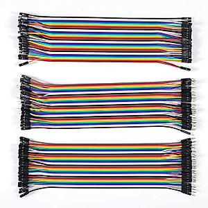 120Pcs Breadboard Jumper Wire Multicolored Wire Ribbon Cables Kit 20CM 40 Pin Male to Female Multicolored Ribbon Cables
