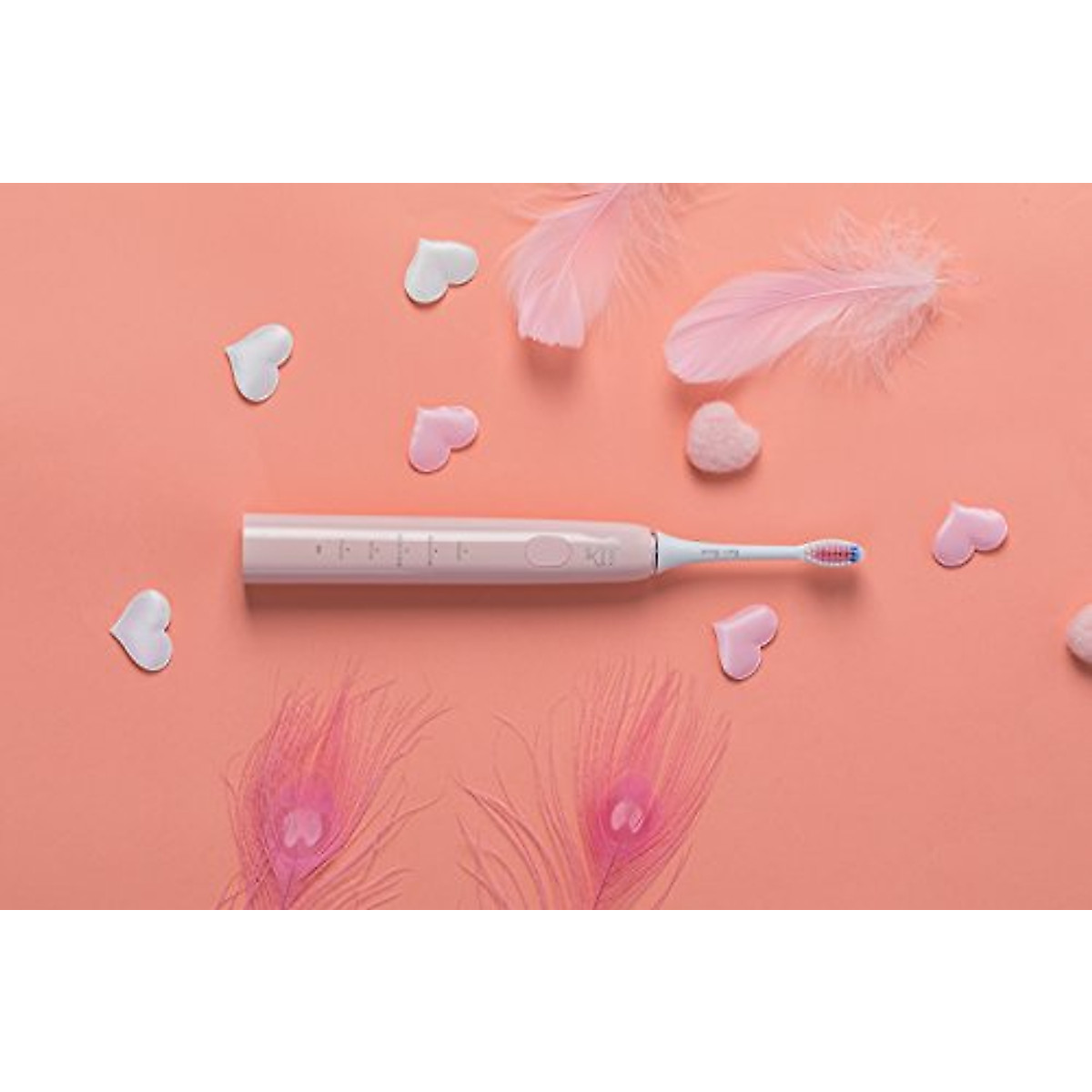 Kate's Secret Care Sonic Toothbrush Rechargeable One Charge Minimum 90 Days Use 5 Modes IPX7 Class Completely Waterproof 2 American Dupont Soft Head Brush - Pink