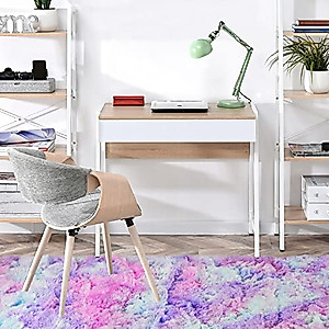 A Nice Night Shaggy Fluffy Faux Fur Area Rug,Soft, Luxurious Shag Carpet Rugs for Nursery Rug, Bedroom, Living Room, Luxury Bed Side Plush Carpets, Rectangle (Blue Purple, 5' x 7')