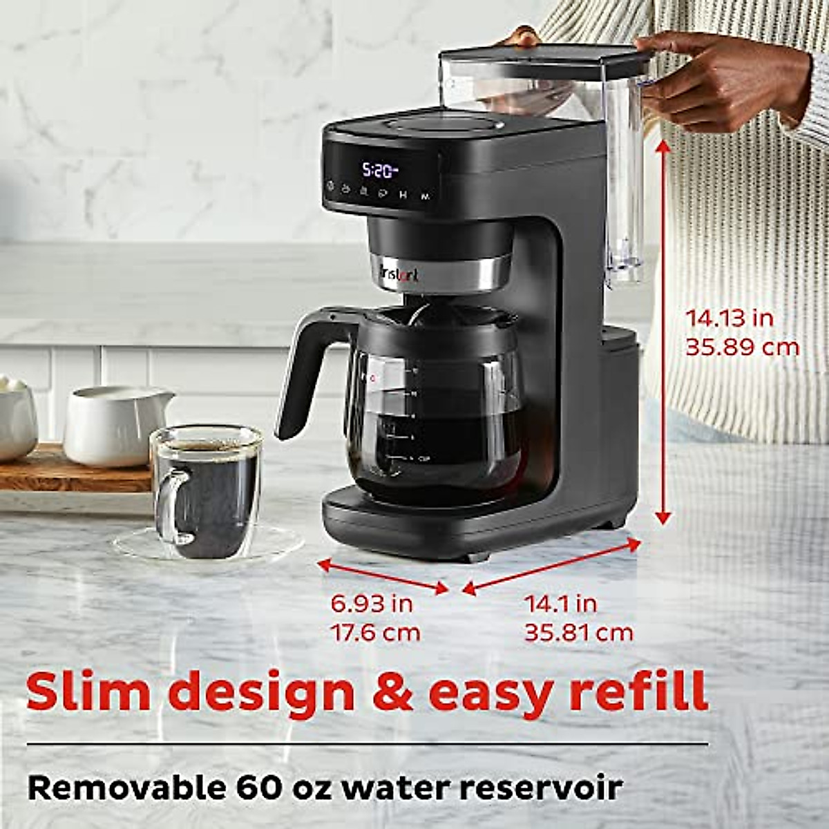 Instant Infusion Brew Plus 12 Cup Drip Coffee Maker, From The Makers of Instant Pot, with Adjustable Brew Strength, Removable Water Reservoir, and Warming Plate with 3 Temperature Settings, Black