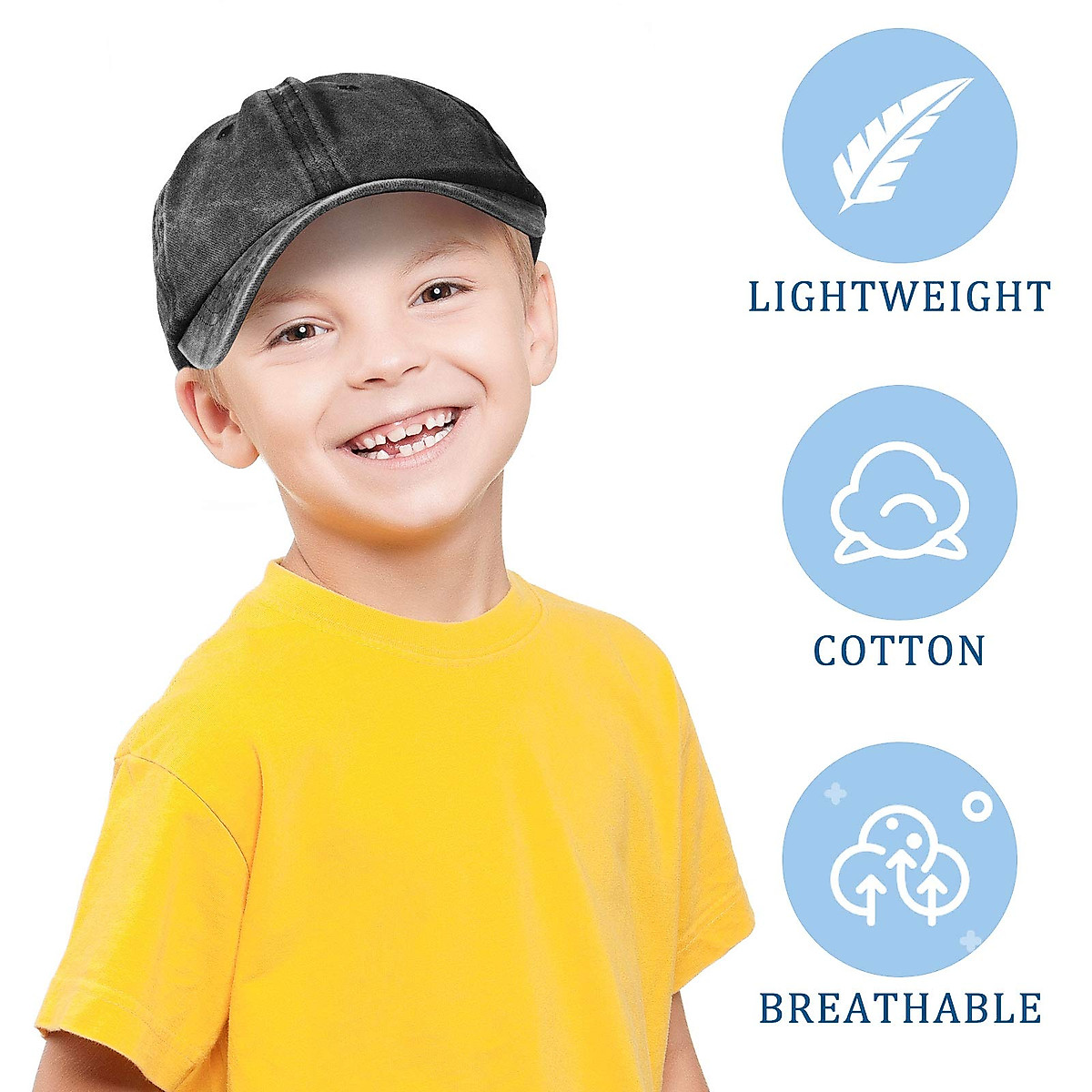 4 Pieces Kids Baseball Hats Distressed Washed Toddler Plain Baseball Caps Adjustable Summer Trucker Hats for Boys Girls