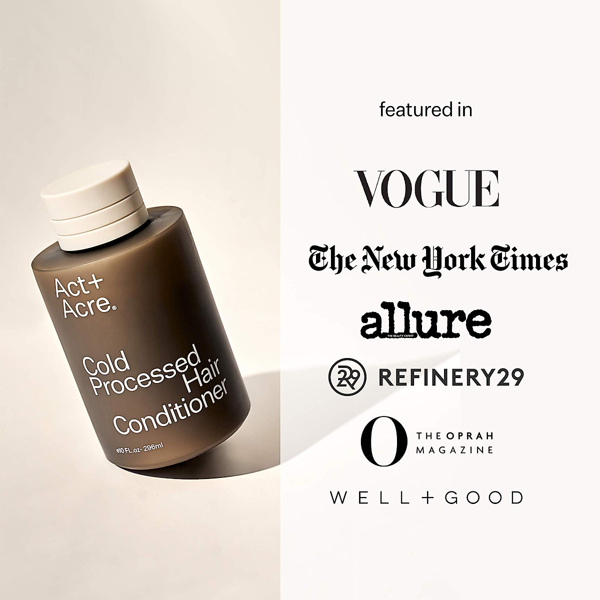 ACT+ ACRE Cold Processed 1% Vitamin B-5 Fine Hair Conditioner - Sulfate Free Conditioner Hair Treatment with Amaranth and Moringa Oil for Moisture, Elasticity and Shine (10 Fluid Ounces)