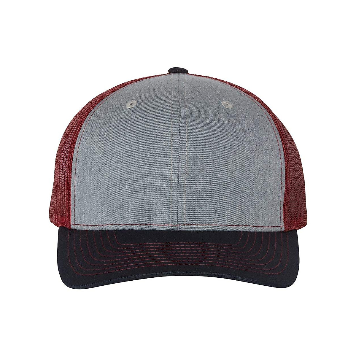 Richardson Snapback Trucker Cap Adjustable Heather Grey/Cardinal/Navy