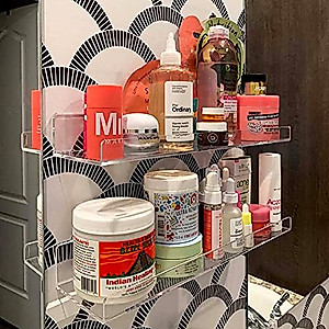 QPEY Clear Acrylic Shelves,15" Invisible Floating Bookshelf Wall Mounted Wall Shelves for Picture Display,Record Storage,Book,Magazine,Files Organizer-Acrylic Shelves 2 Packs