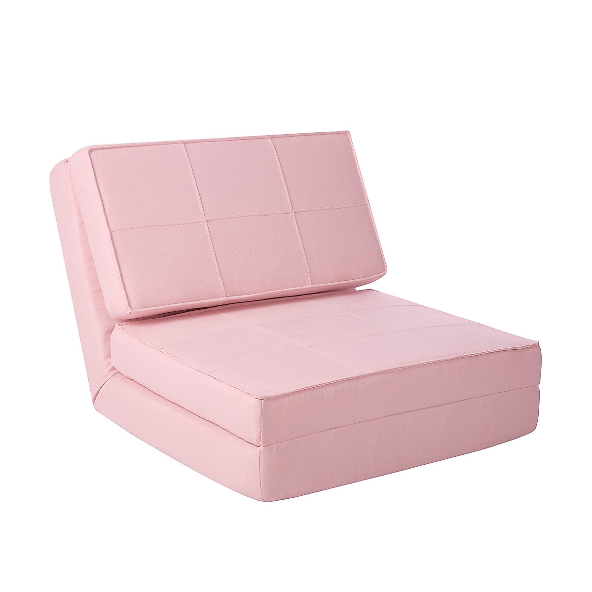 Urban Lifestyle Ultra Suede Convertible Flip Lounge and Gaming Floor Chair, Light Pink, 26D x 30W x 30H in