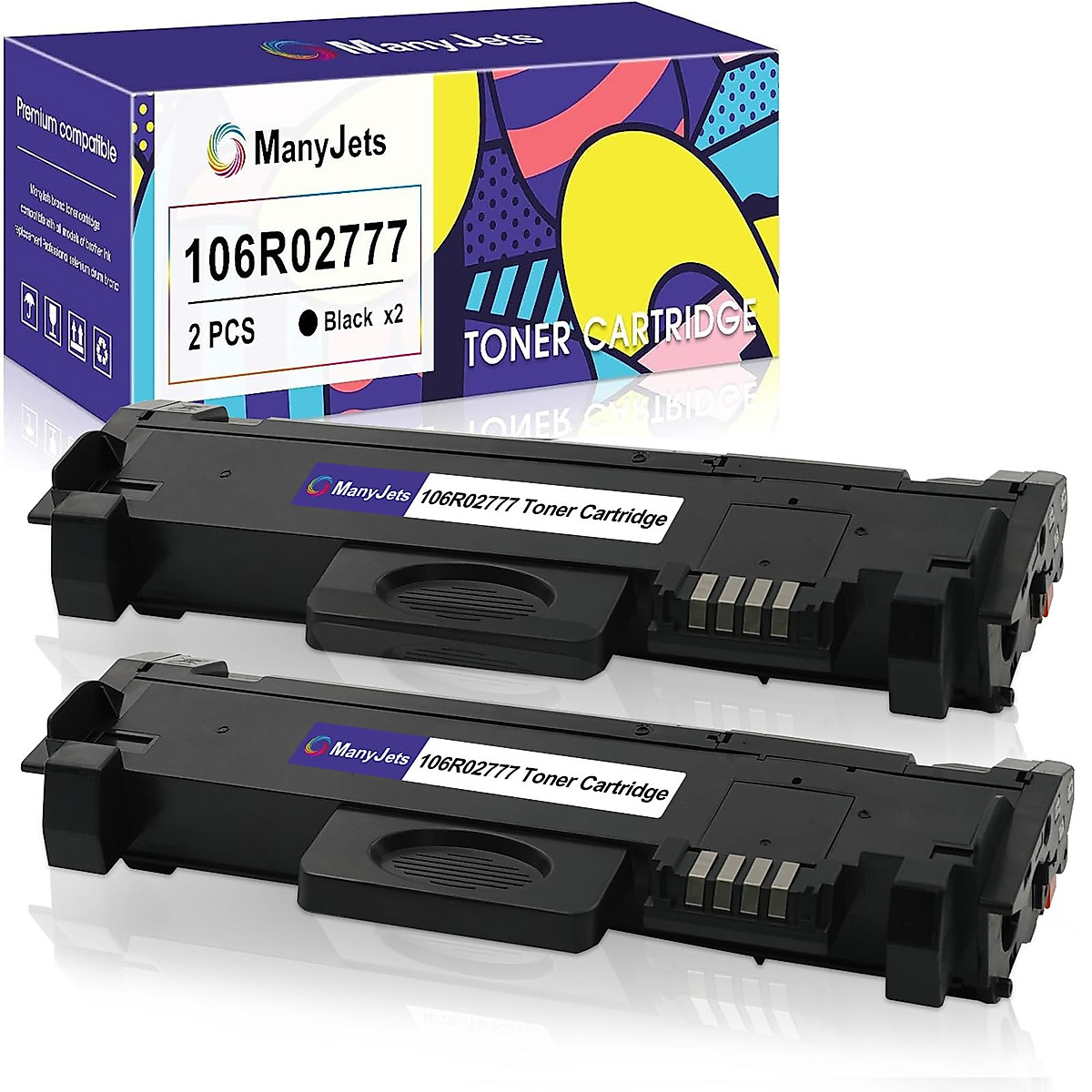 ManyJets 106R02777 Compatible Toner Cartridge Replacement for Xerox 106R02777 Black Toner Cartridge,Work with Xerox WorkCentre 3215 3215NI 3225 3225DNI Phaser 3260 3260DI 3260DNI 3052 (Black,2-Pack)