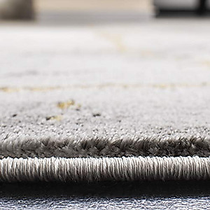 SAFAVIEH Craft Collection Area Rug - 6'7" Round, Grey & Gold, Modern Abstract Design, Non-Shedding & Easy Care, Ideal for High Traffic Areas in Living Room, Bedroom (CFT877F)