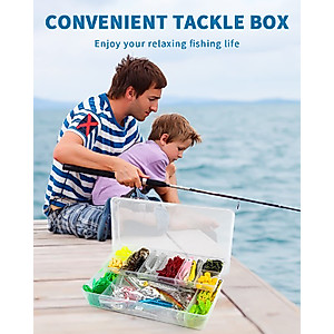 GOANDO Fishing Lures 380Pcs Gear for Bass Trout Salmon Kit Tackle Box with Plugs Jigs Crankbaits Spoon Poppers Soft Plastics Worms and More Accessories Gifts Men