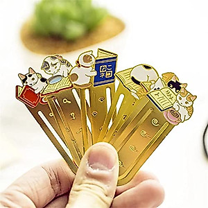 Creative Metal Bookmark, Cute Cartoon Animal Bookmark Book Paper Cilp Bookmark, Ideal Gift for Reader, Teachers, Adults and Kids(Coffee cat)