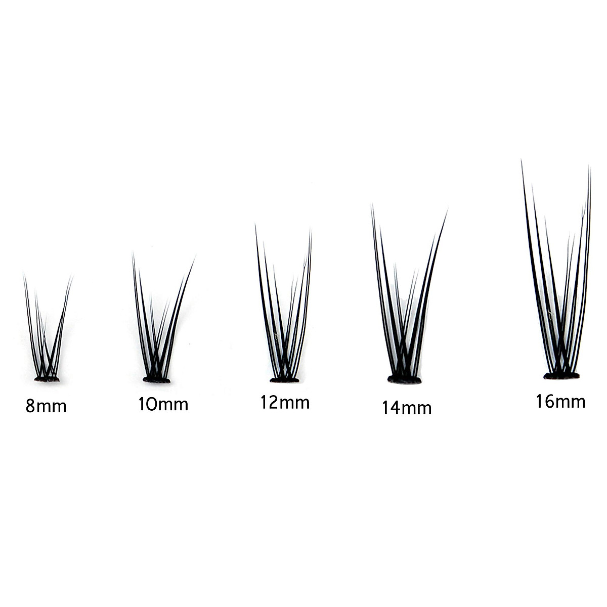 1Tray,400-count Beauty Nature Long Fishtail Style Individual Fake False Eyelashes Clusters Mixed 8-16mm High Volume 3D Eye Lashes Extensions Makeup Tools (8-16MM)