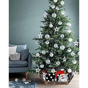 Christmas Boho Christmas Tree Collars for Artificial Trees, Christmas Tree Ring Xmas Tree Base Stand Cover Tree Skirts for Xmas Tree Decorations Holiday Party Red Gnomes Black White Dots 17'' x 10''