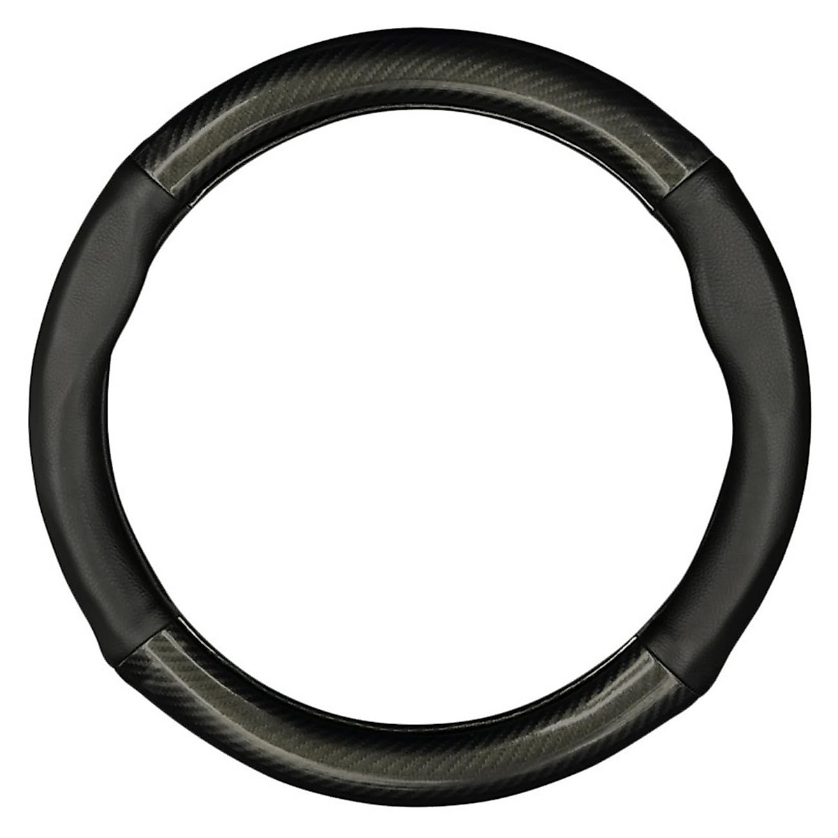 ZHOL Steering Wheel Cover, Universal 15 Inch Fashion Sport Microfiber Leather Carbon Fiber Auto Car Steering Wheel Cover for Men, Anti-Slip Car Interior Accessories, Black