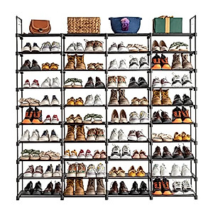 LeeMas 10 Tiers Shoe Rack Storage Organizer Shoe Shelf Organizer for Entryway Holds 80 Pairs Shoe, Stackable Shoe Cabinet Shoe Rack Organizer Large Shoe Shelf for Closet Bedroom Hallway
